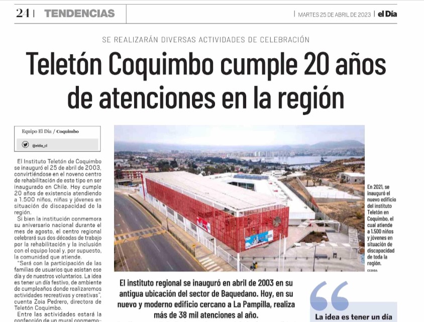 Teletón Coquimbo cumple 20 años de atenciones en la región ...